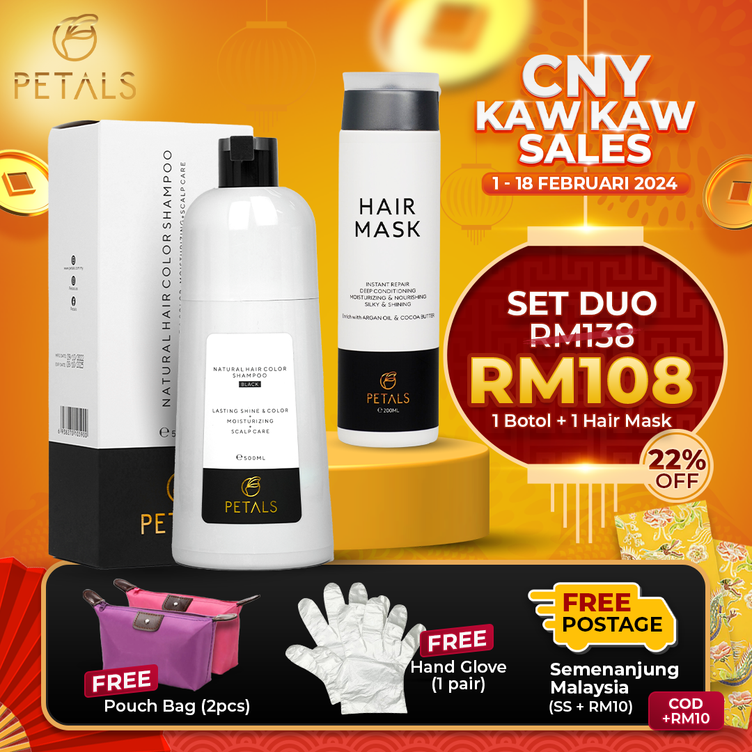(CNY) Set Duo Black ( Shampoo Uban + Hair Mask) – Petals Malaysia