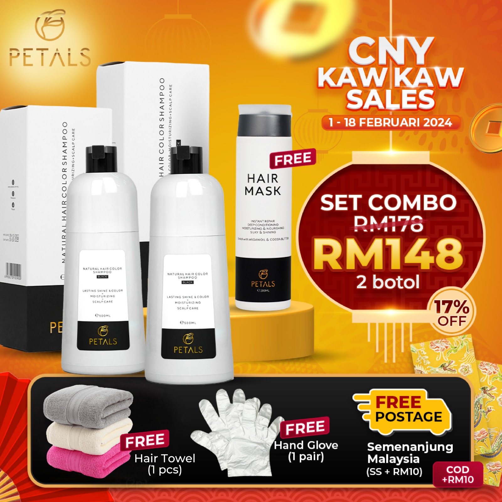 (CNY) Set Combo – Black 1 botol & Darkbrown 1 botol – Petals Malaysia